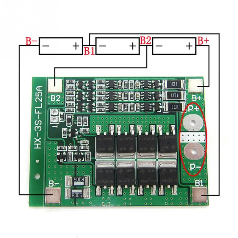 BMS 팩 PCB 보호 보드 밸런스 집적 회로 전자 모듈, 리튬 이온 리튬 18650 배터리 액세서리, 3S 30A, 12 V ...