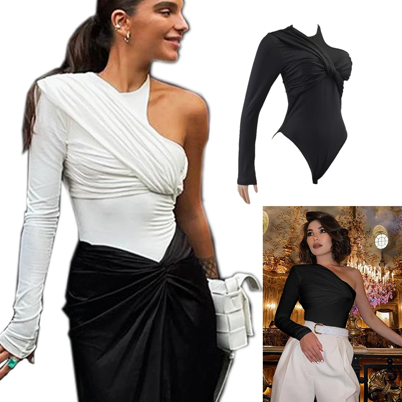 Eine Schulter Bodycon Bodysuit Frauen Cut Out Sexy Body 2021 Damen ...