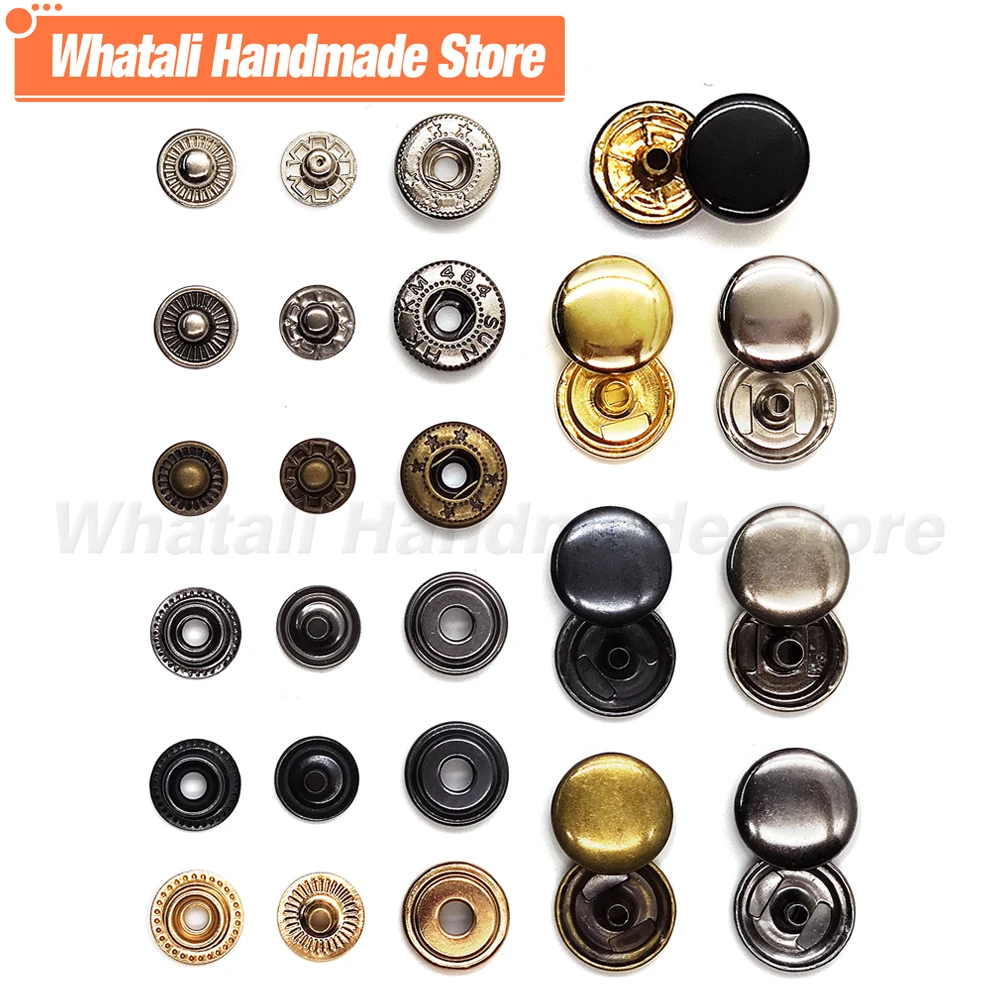50Sets-Snap-Fasteners-Metal-Snaps-Press-Button-Studs-For-Sewing-Clothes ...