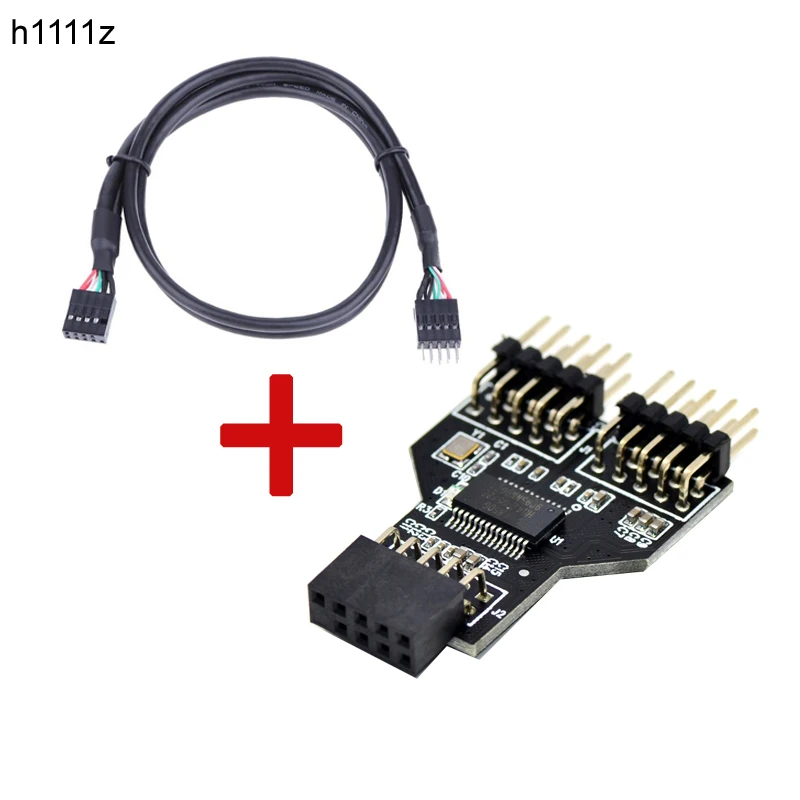 Conector USB de 9 pines hembra 1 a 2 macho conector USB 2,0 de ...