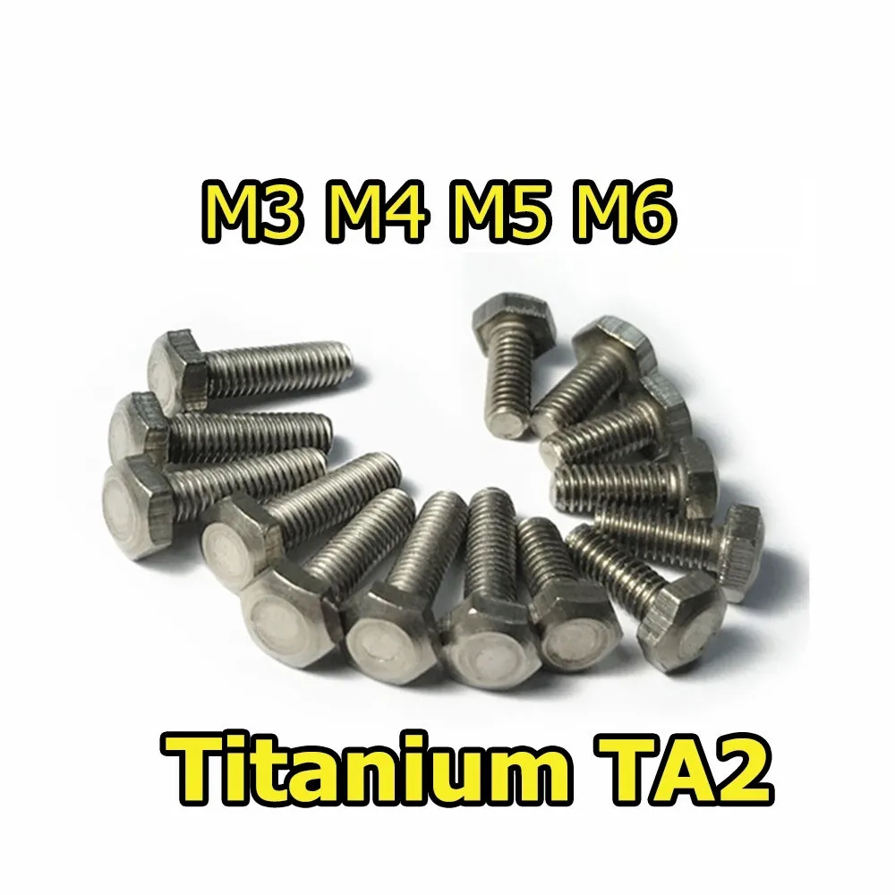 10pcs Titanium Bolt Outer Hexagon Screw Gr2 M3 M4 M5 X6 8 10 12 14 15 ...