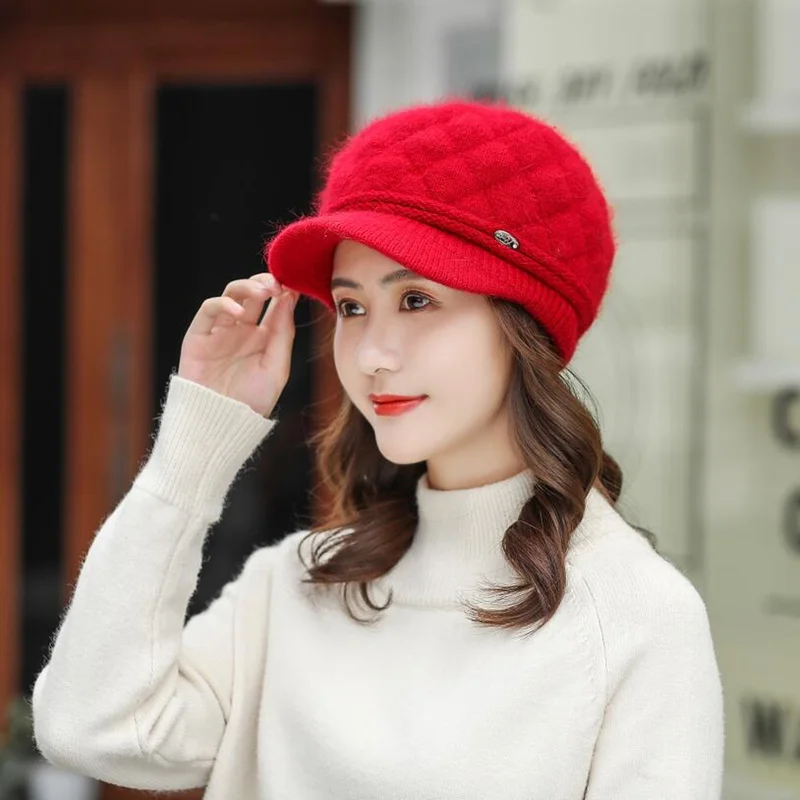 Капот Femme женский берет шерстяной вязаный Модный зимний теплые шапки ...