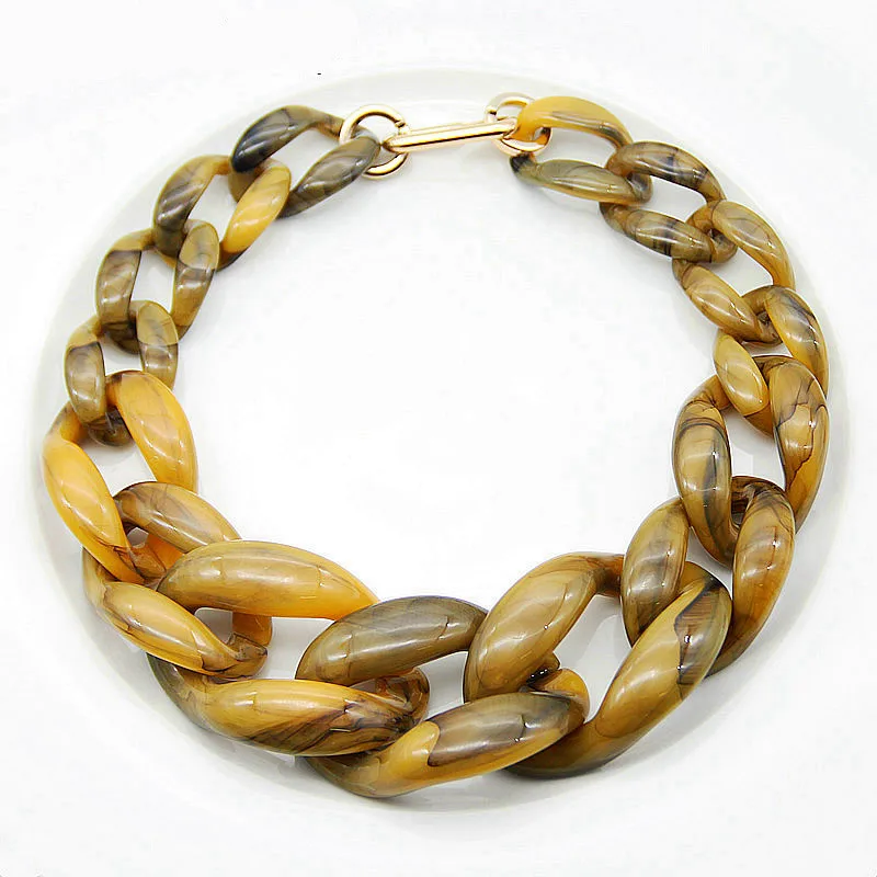 Statement Acrylic Long Chain Necklace For Women Bohemian Big Chunky ...