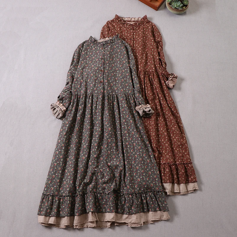 Japanese Mori Girl Art Print Dress Pretty Cotton Linen Spring Women New ...