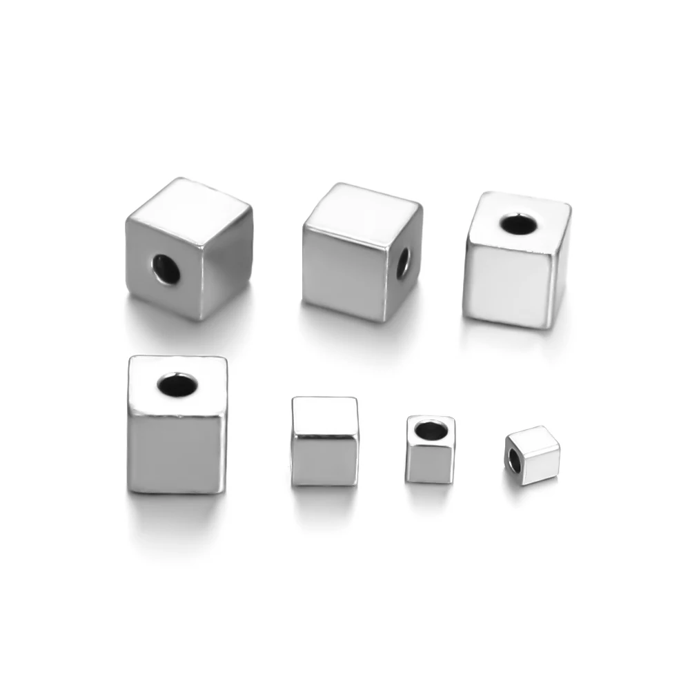 50pcs-Stainless-Steel-Cube-Spacer-Beads-2-5-6mm-Square-Loose-Beads ...
