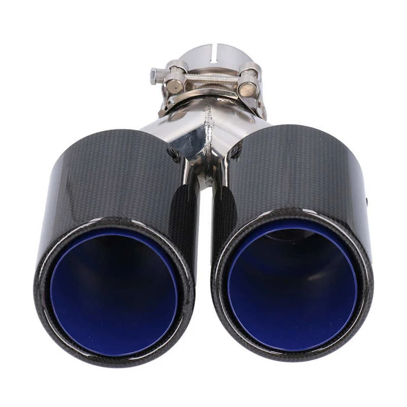 Carbon Fiber Dual Exhaust Tip Glossy Y Shape Tail Pipe with Clamp ...