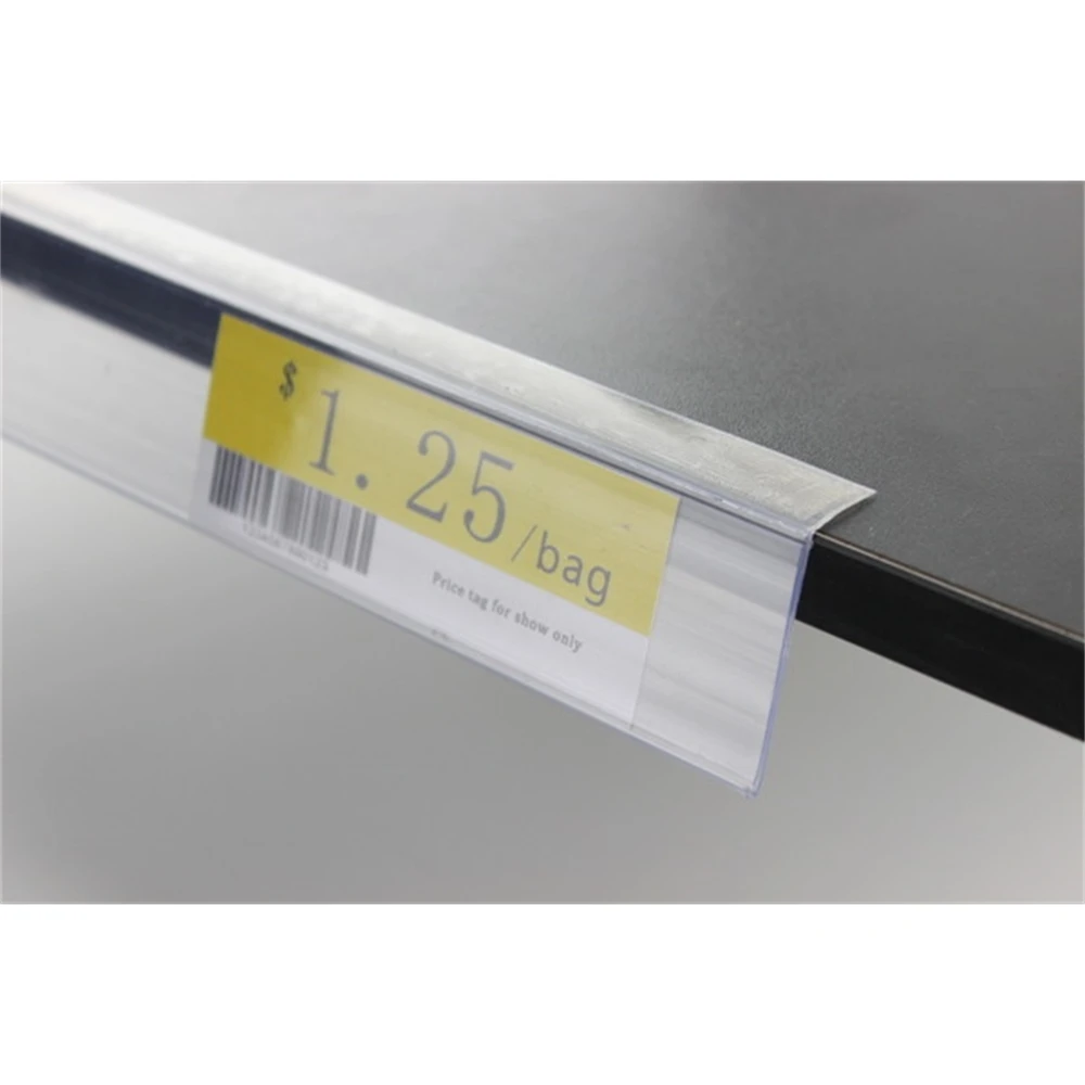L-Adhesive-Shelf-Guard-Edge-Price-Tag-Snap-Label-Holder-Clip-Strip ...