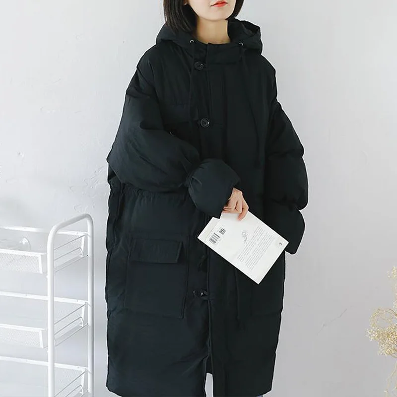 2021 Female Winter New Loose Warm Thick Hooded Mid-length Padded Parka ...