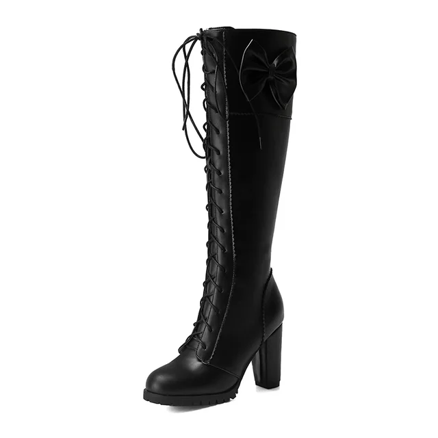 Gdgydh 2022 Autumn Winter Women Knee-High Motorcycle Boots Thick Heel ...