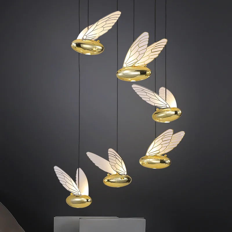 Led-Pendant-Lights-Modern-Gold-Bee-Hanging-Lamp-For-Dining-Room-Bedroom ...