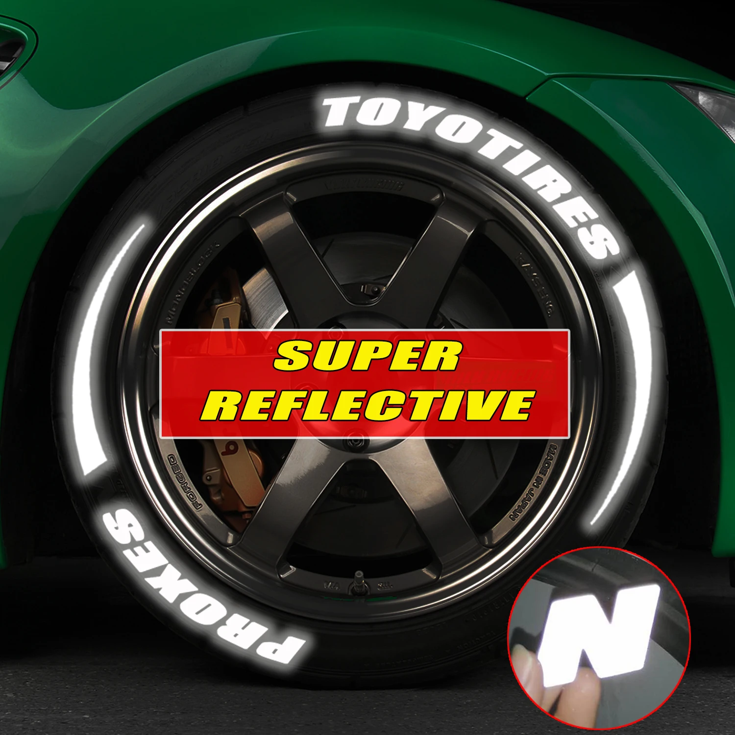 1 Set 2.7 cm Car Tire Reflective Lettering Stickers Personalized ...