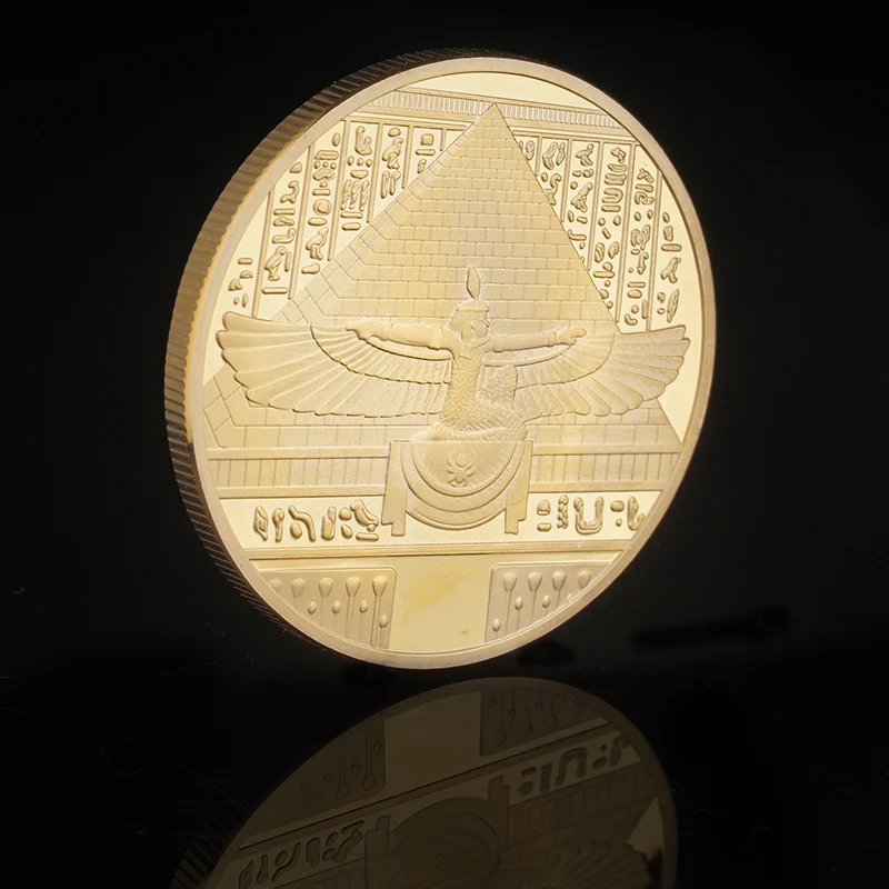 Egyptian Nefertiti Figure Pyramid Art Commemorative Coin Sundial Gold ...
