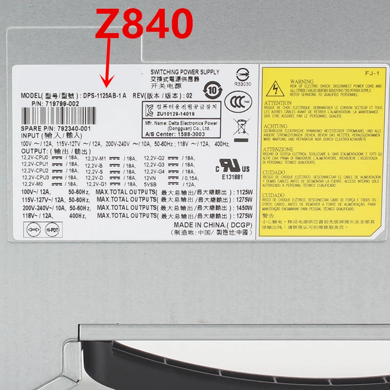 Original PSU For HP Workstation Z840 1125W Switching Power Supply DPS ...