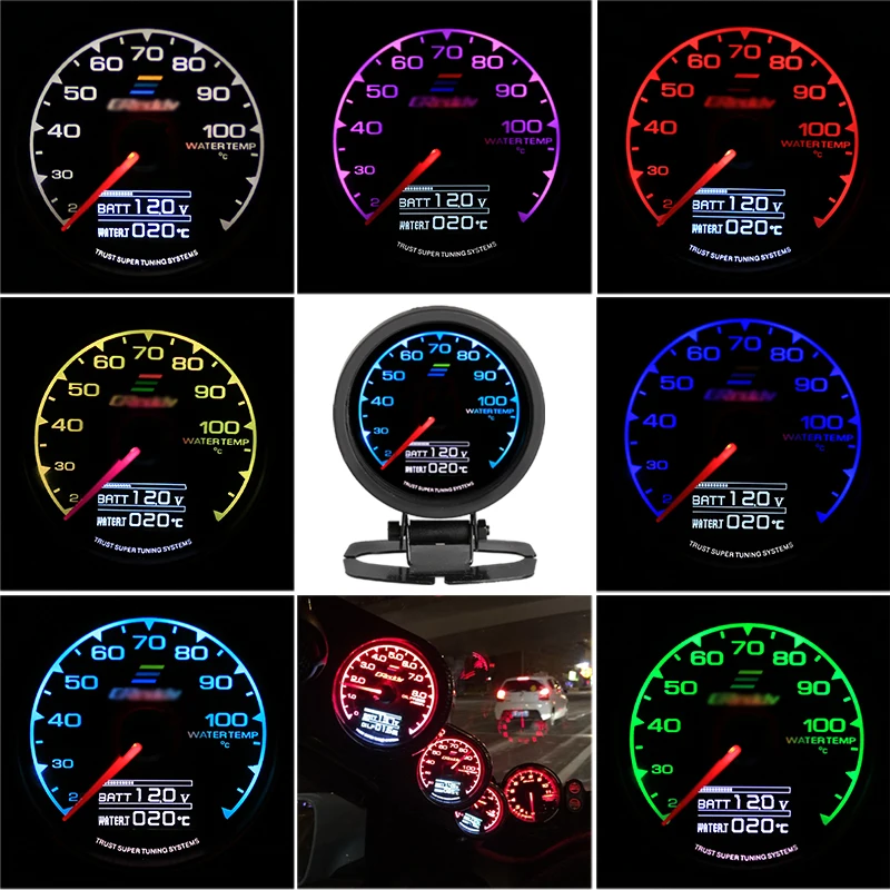 7 Color Car GReddi LCD Digital Display Turbo Boost water temp oil temp ...