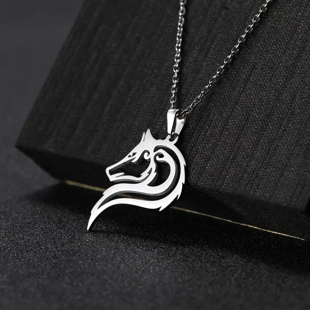 Skyrim collar de cadena con colgante de lobo para hombre y Mujer ...