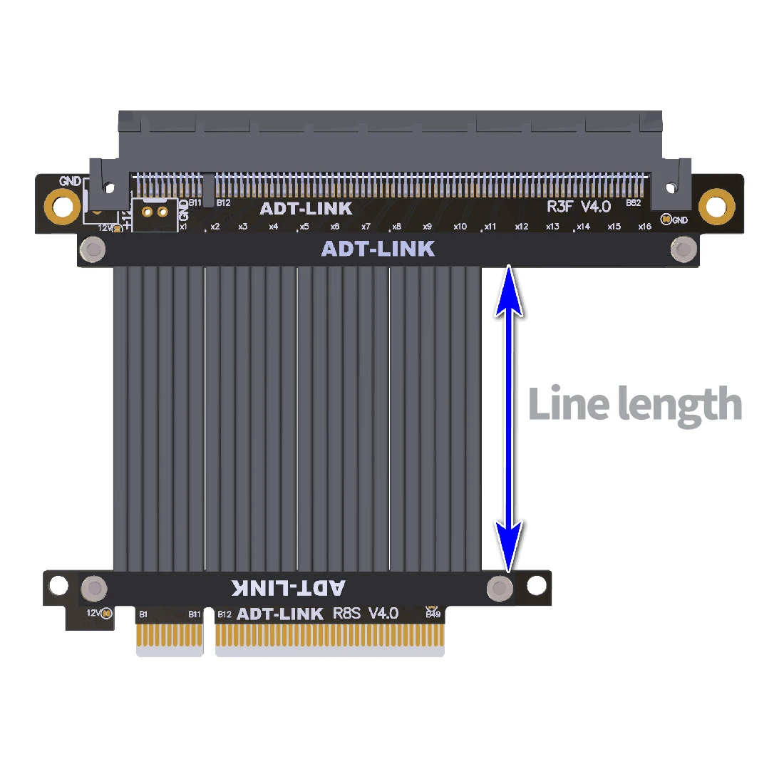 PCIE 4.0 x8 Riser Cable Adapter x16 PCI e 4.0 U2 8x to 16x Extender ...