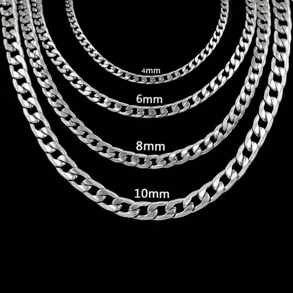 Cadena de eslabones cubanos de acero inoxidable para hombre, collar de ...
