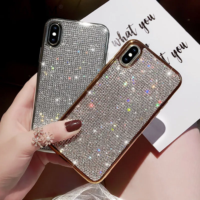 Rhinestone Bling Diamond Glitter Case for iPhone 12 11 Pro XS Max X XR ...