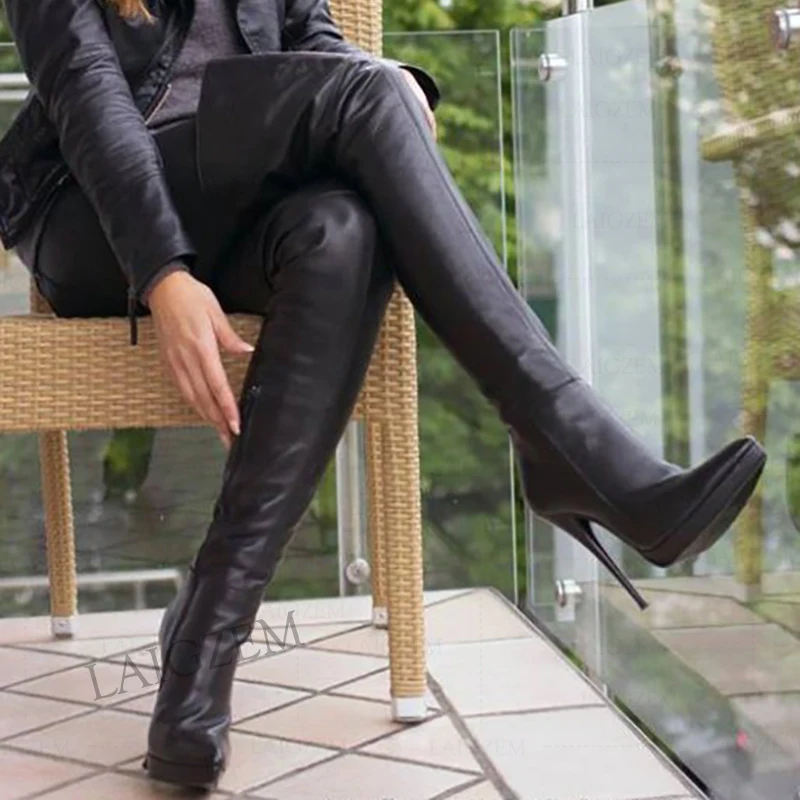 DOHBANER-Oberschenkel-Stiefel-F-r-Frauen-ber-das-Knie-D-nne-High-Heels ...