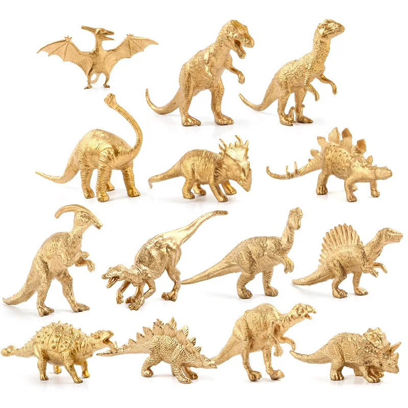 14-piece-golden-dinosaur-model-set-Tyrannosaurus-pterodactyl-birthday ...