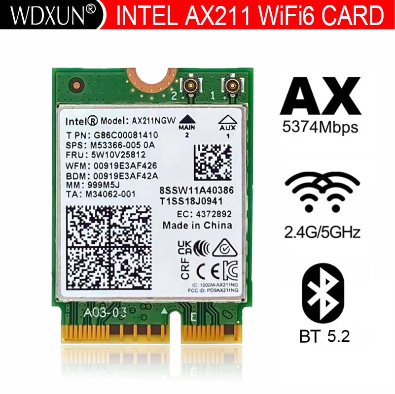 Intel Ax211 Wifi 6e Cnvio2 M 2 Wi fi Slot Tri band With Bluetooth 5 2