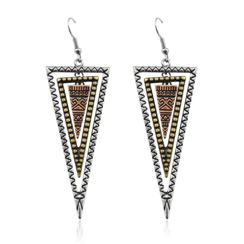 LosoDo Indian Gypsy fashion long geometric vintage multi layer triangle ...