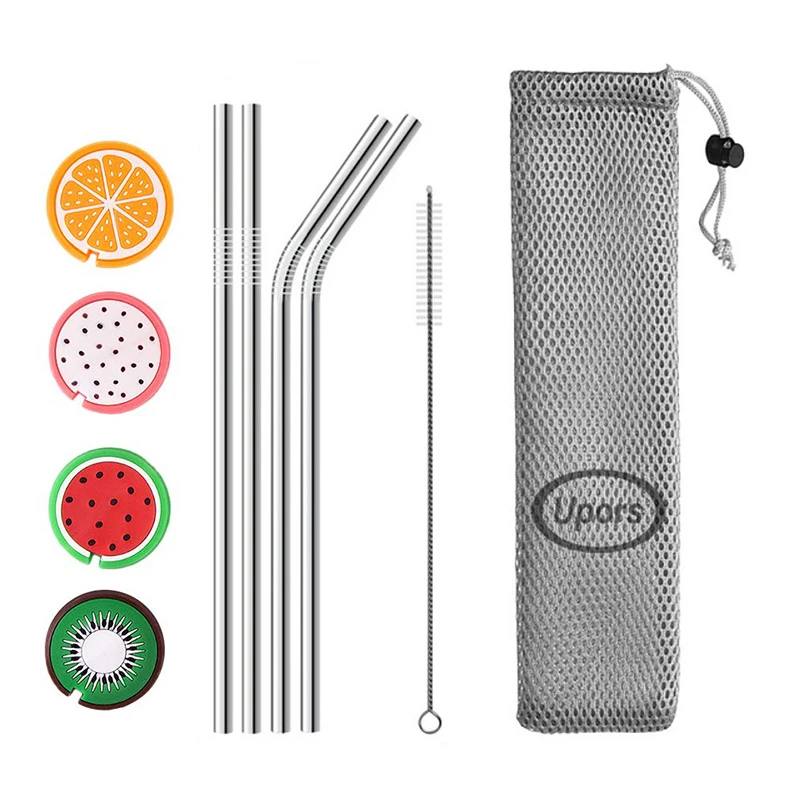 UPORS 215*6mm Metal Drinking Straws Eco Friendly Stainless Steel Straws ...