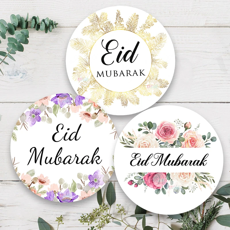 Lable Decoration Eid Mubarak Floral Paper Sticker Gift Lable Seal ...