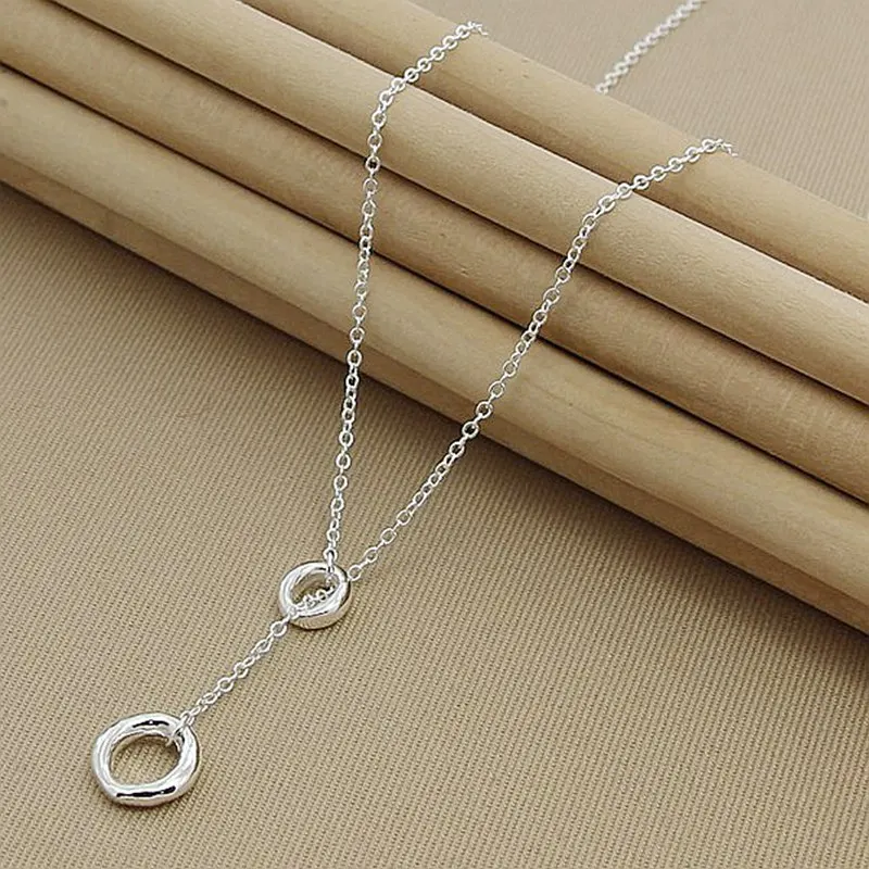 New-Arrival-925-Silver-Necklace-Fashion-O-Round-Circle-Chain-Necklaces ...