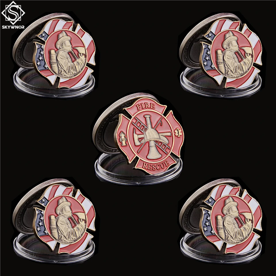 5PCS-USA-Challenge-Firefighters-Collectible-Coin-Fire-Rescue-Operation ...