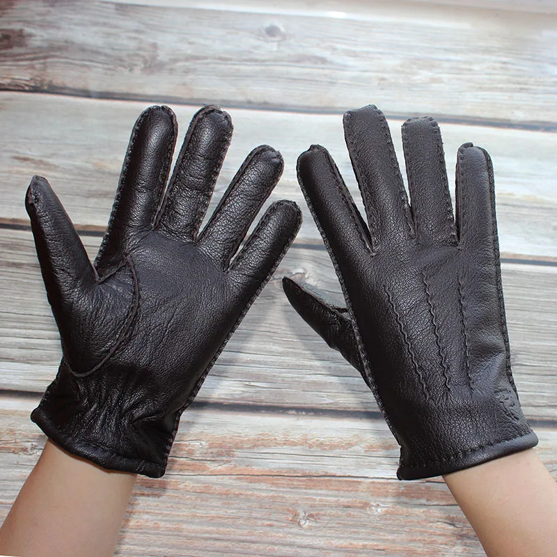 Brown Touch Leather Gloves Men | Mens Fashion Gloves Brown | Men Gloves ...