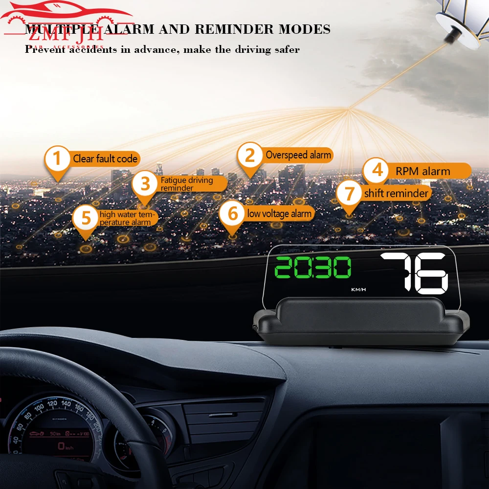C500 Obd2 Hud Head-up Display Eobd Windshield Digital Car Speed ...