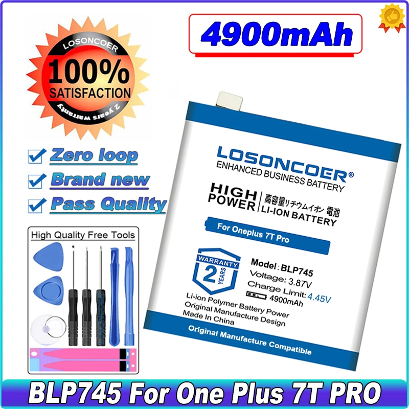LOSONCOER 4900/4600mAh BLP743 BLP745 Battery For One plus 7T Pro ...