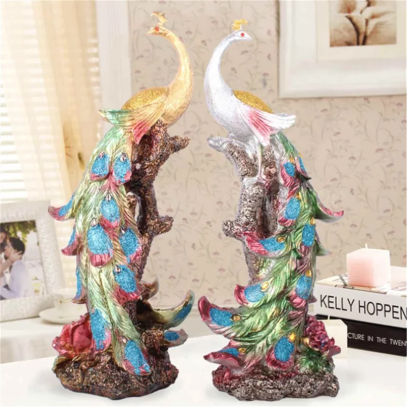 Resin Statue Colorful Bird Wonder Phoenix Figurine Creativity Home ...