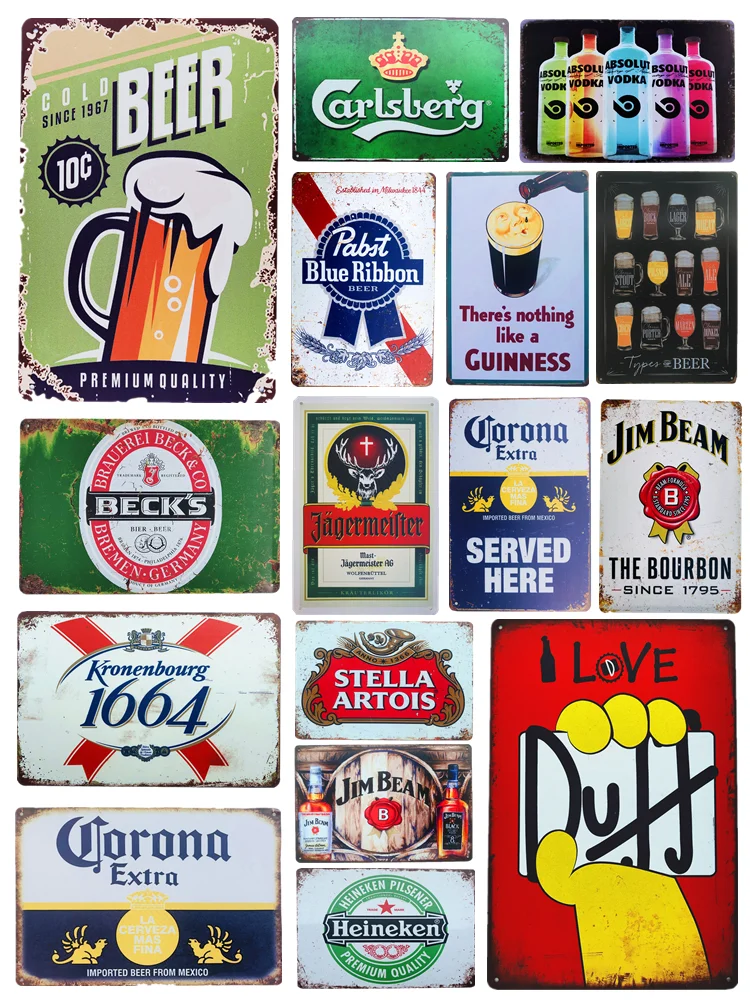 Vintage Beer Whiskey Metal Tin Signs Plaque Bar Poster Home Wall Decor ...