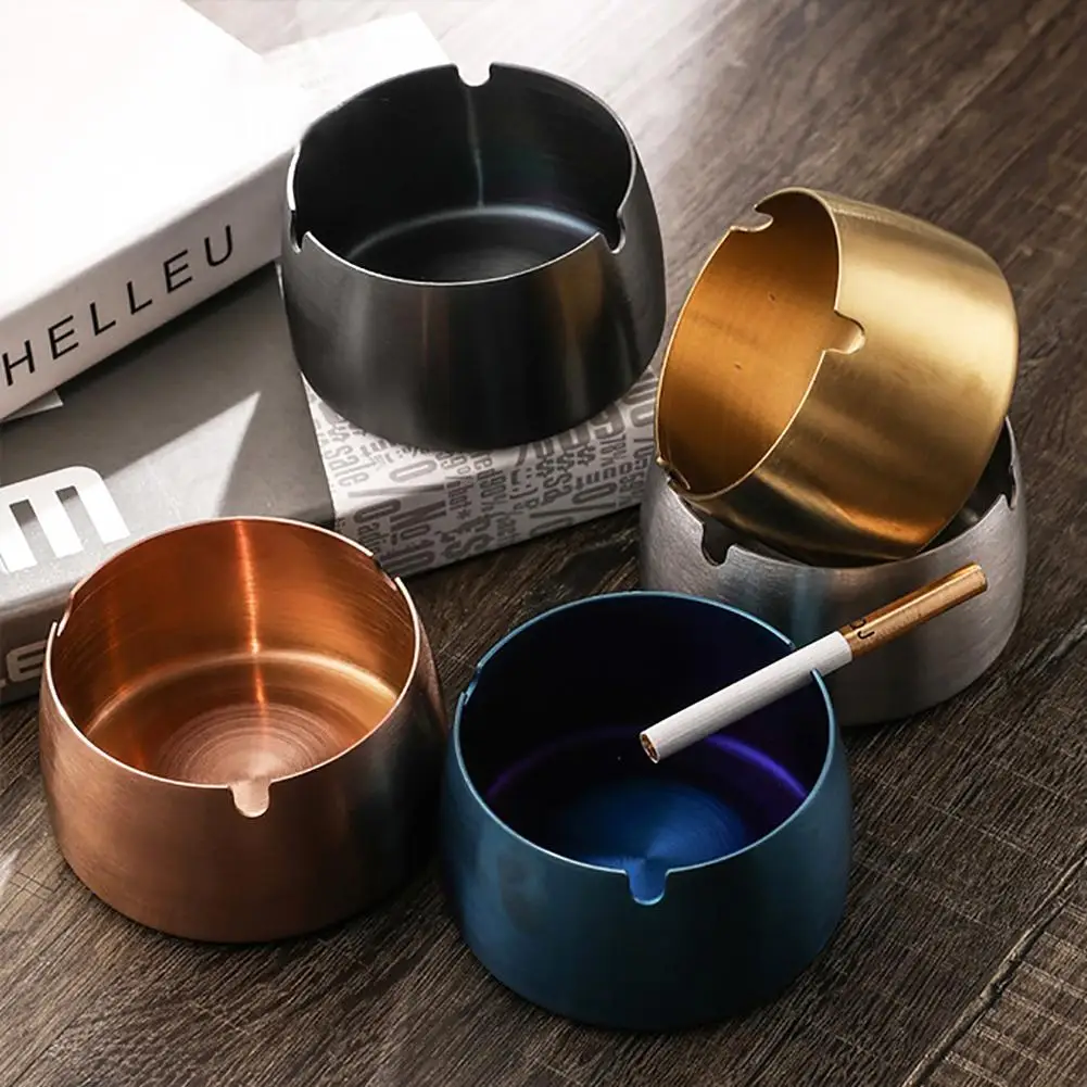 1Pc Round Shape Ash Tray Stainless Steel High Temperature Resistant ...