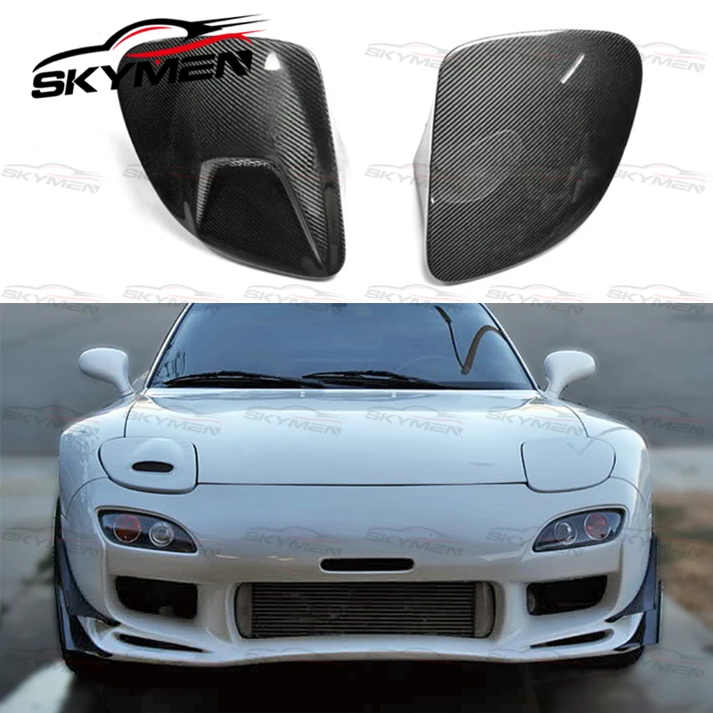 Carbon Fiber Headlight Cover NACA Style For RX7 FD3S Fiberglass Vented ...