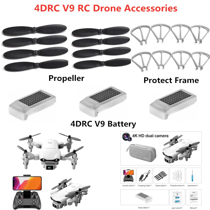 4DRC-V9-4K-RC-Drone-Parts-3-7V-800Mah-Battery-Propeller-4D-V9-V9-RC ...