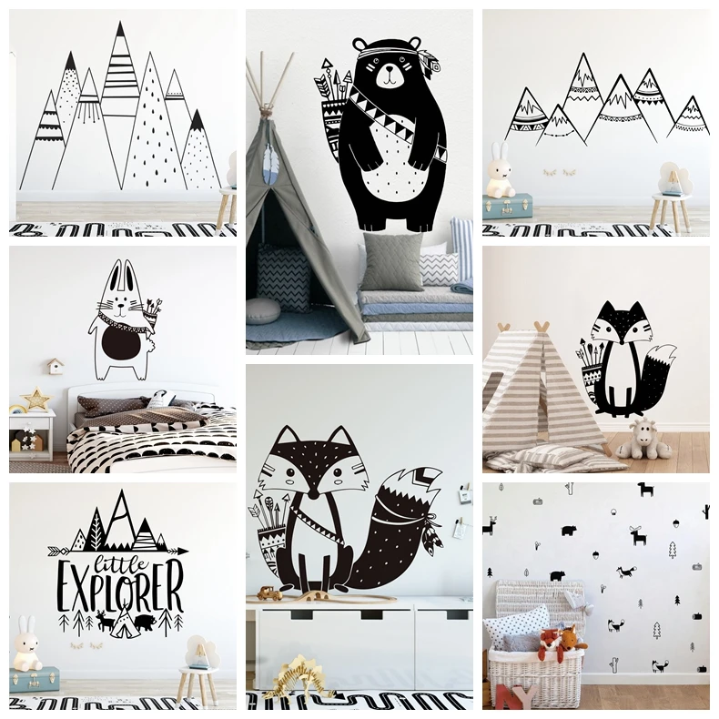 Cartoon-Tribal-Animals-Vinyl-Wall-Sticker-For-Kids-Room-Decoration ...