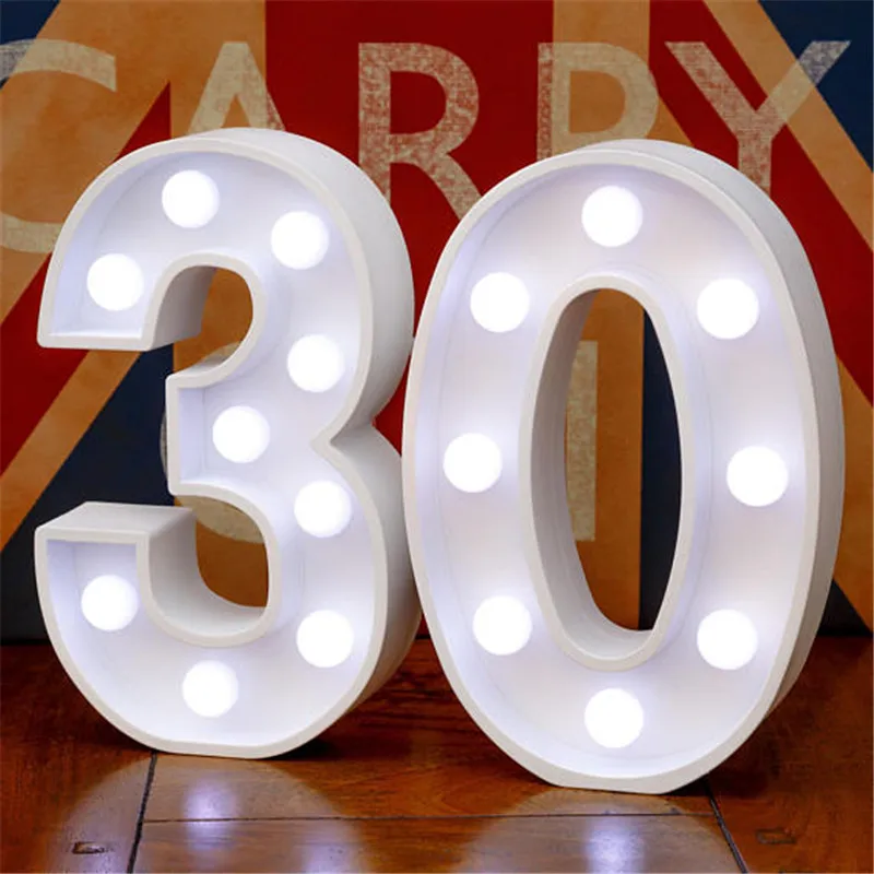2Pcs Adult 30/40/50/60 Number LED String Night Light Lamp Happy ...
