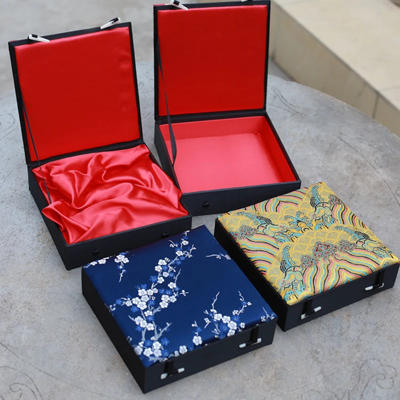 Extra Large Chinese Silk Gift Boxes for Jewellery Square Cotton Filled ...