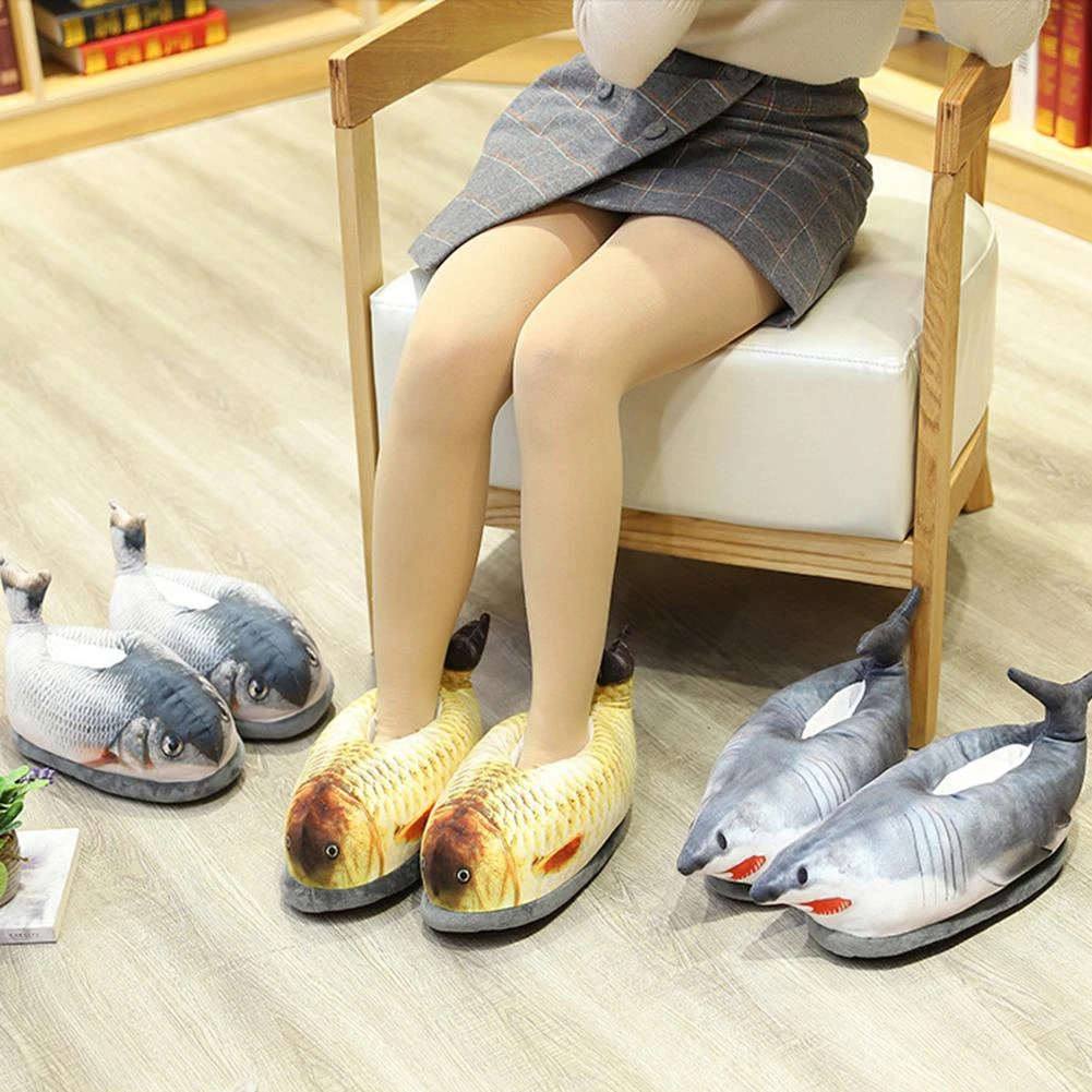 Home Soft Fish Shaped Plush Slippers - munimoro.gob.pe