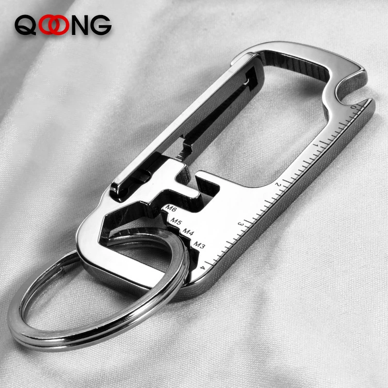 Qoong 2020 Stainless Steel Keyrings Edc Multi Function Tool Keychains ...