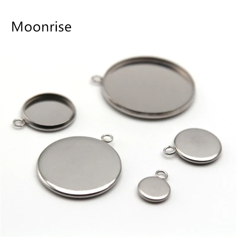 10Pcs 6 30mm Stainless Steel Round Blank Bezel Pendant Tray Base ...