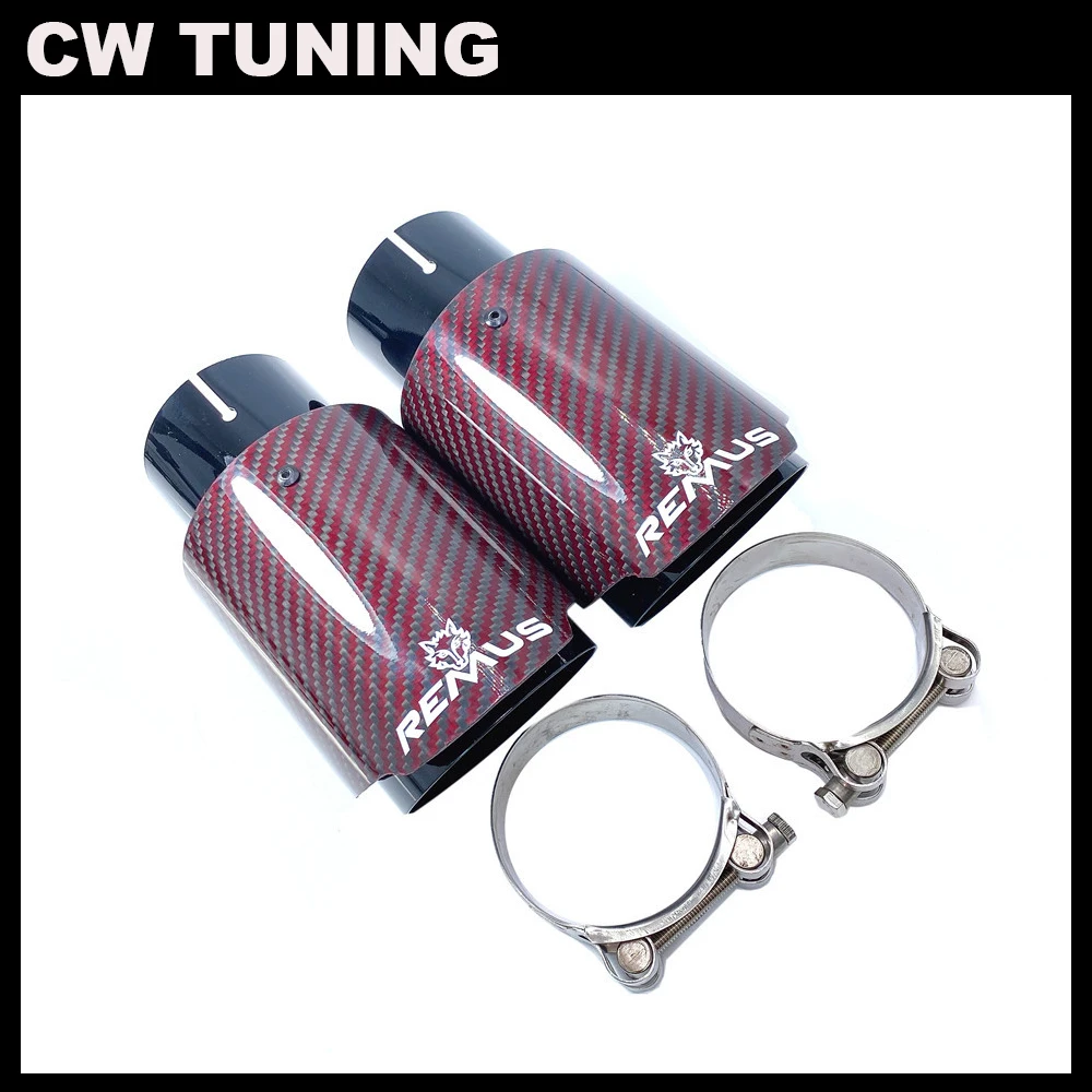 1Pcs-Glossy-Red-Carbon-Fiber-Stainless-Steel-Universal-Automobile ...