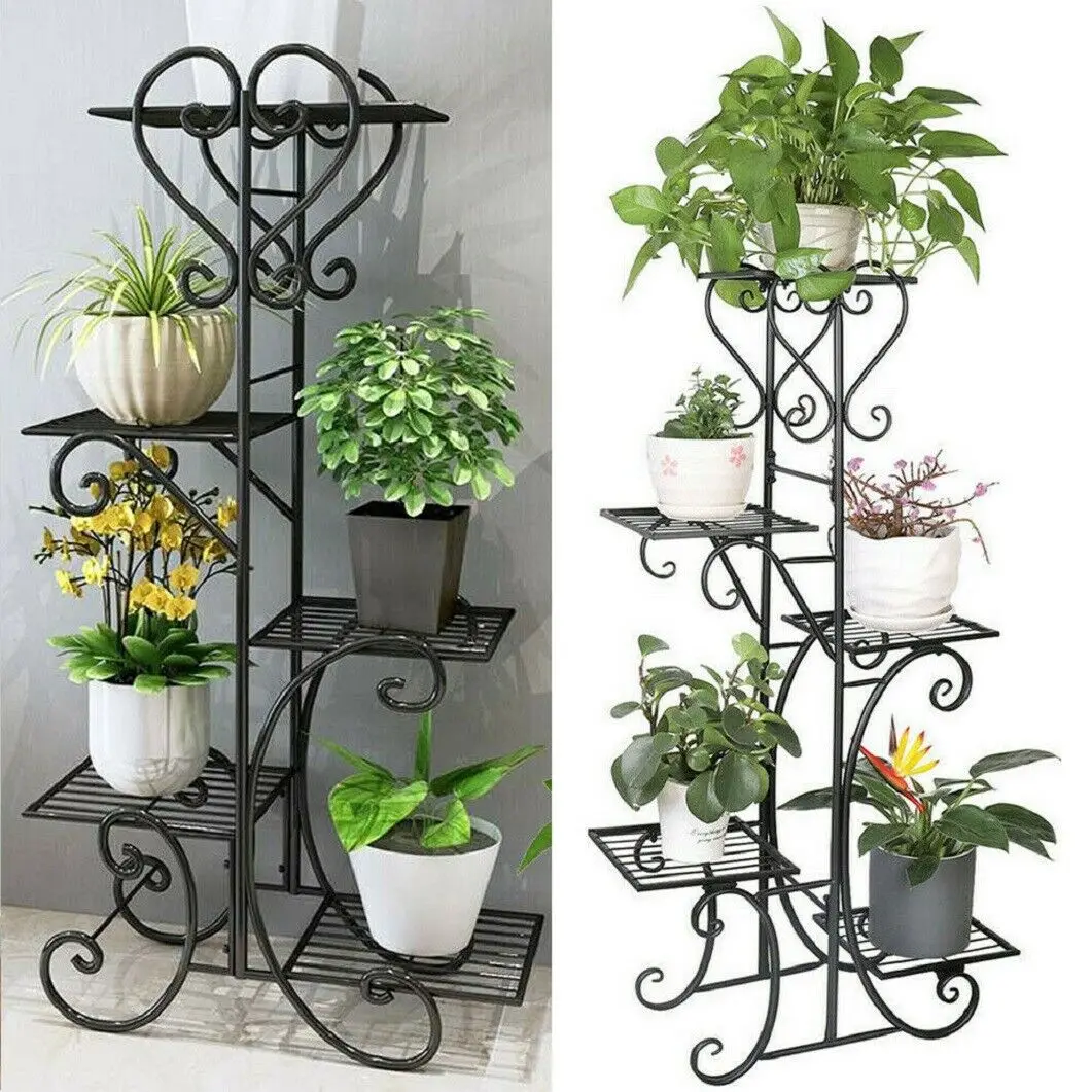 5-Tiered-Tall-Plant-Stand-Indoor-Iron-Planter-Shelf-Rack-Garden-Metal ...