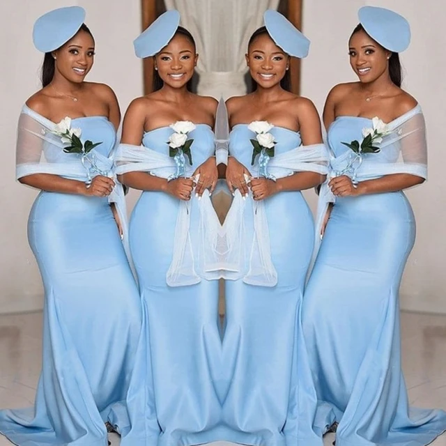 Dark Sky Blue Bridesmaid Dresses