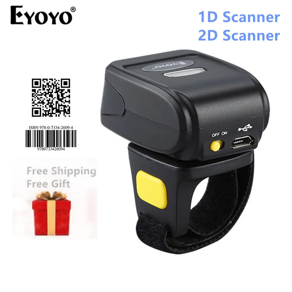 EYOYO-MJ-R30-Scanner-Bluetooth-Ring-Wireless-Mini-Finger-Barcode-Reader-1D-Barcode-Scanner ...