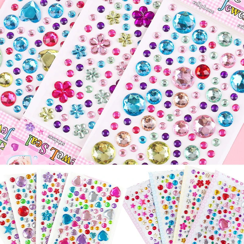 3D Gem Stickers Self Adhesive Jewel Crafts Sparkly Rhinestone Stickers ...