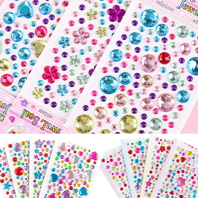 8sheets 860pcs 3d Gem Stickers Self Adhesive Jewel Crafts Sparkly ...